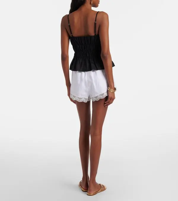 Staud Von Lace-trimmed Linen Shorts - White