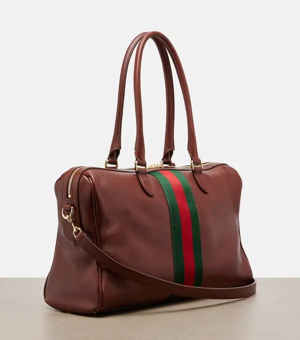 Gucci Large Leather Bowling Bag - Brown