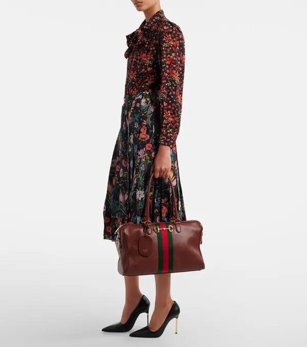 Gucci Large Leather Bowling Bag - Brown