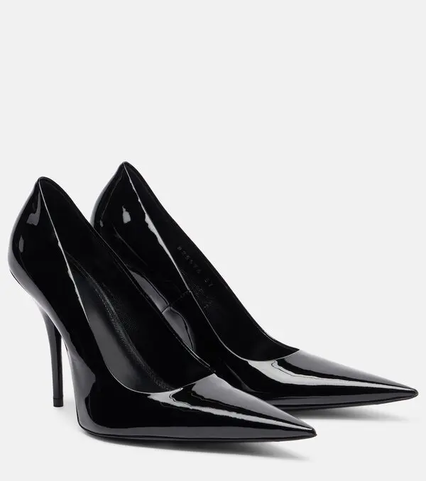 Balenciaga Pointed Toe Patent Leather Pumps - Black