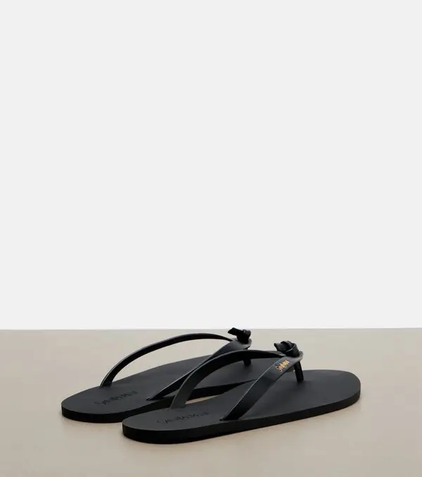 Saint Laurent Leather Thong Sandals - Black