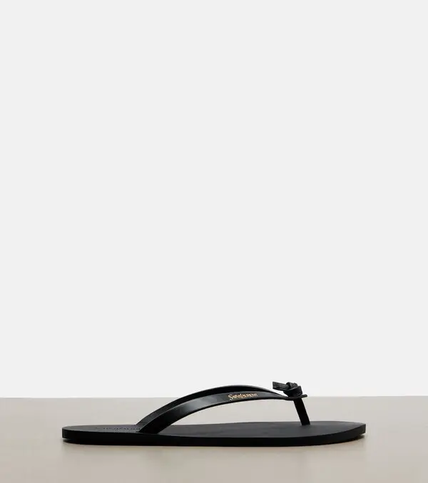 Saint Laurent Leather Thong Sandals - Black