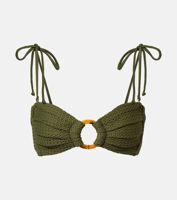 MONTCE Tori Crochet Bandeau Bikini Top Olive Crochet - Green