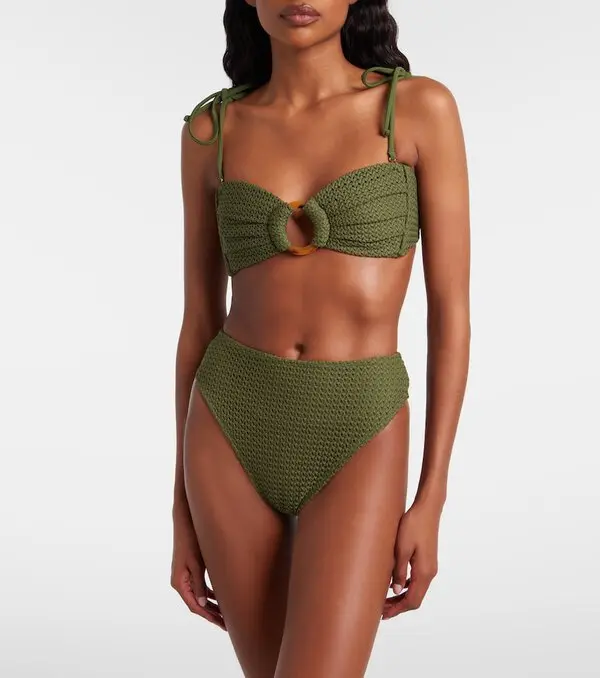 MONTCE Tori Crochet Bandeau Bikini Top Olive Crochet - Green