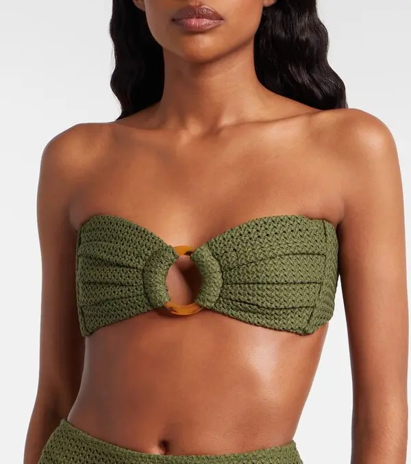 MONTCE Tori Crochet Bandeau Bikini Top Olive Crochet - Green