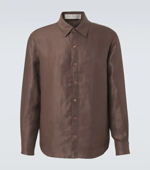 GOD'S TRUE CASHMERE Linen Shirt With Orange Sunstone