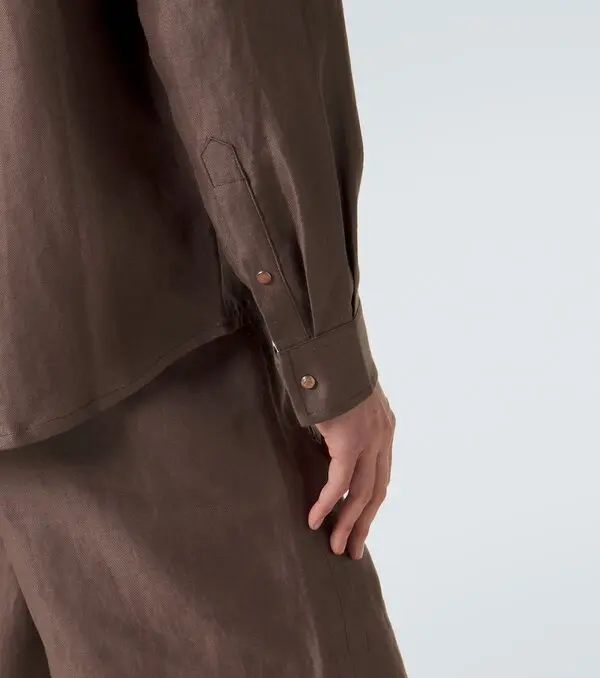 GOD'S TRUE CASHMERE Linen Shirt With Orange Sunstone