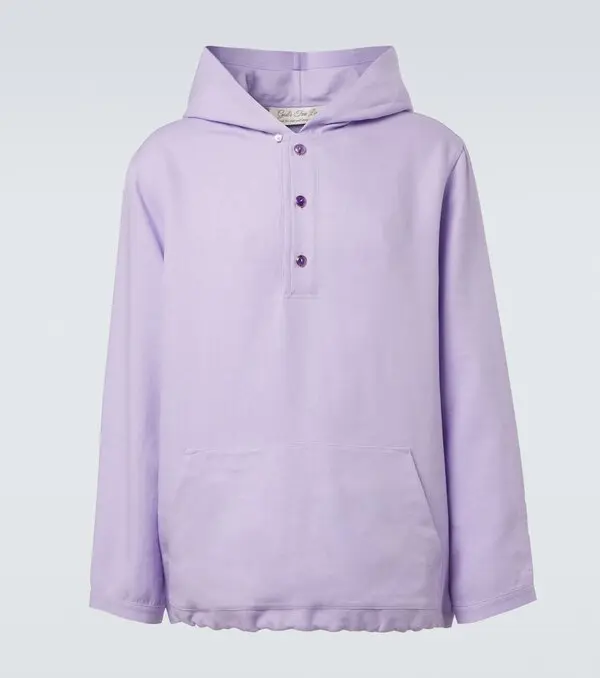 GOD'S TRUE CASHMERE Hooded Linen Jacket With Amethyst Details - Purple