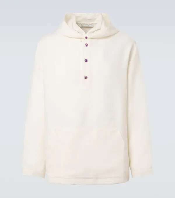 GOD'S TRUE CASHMERE Hooded Linen Jacket With Amethyst Detail - White