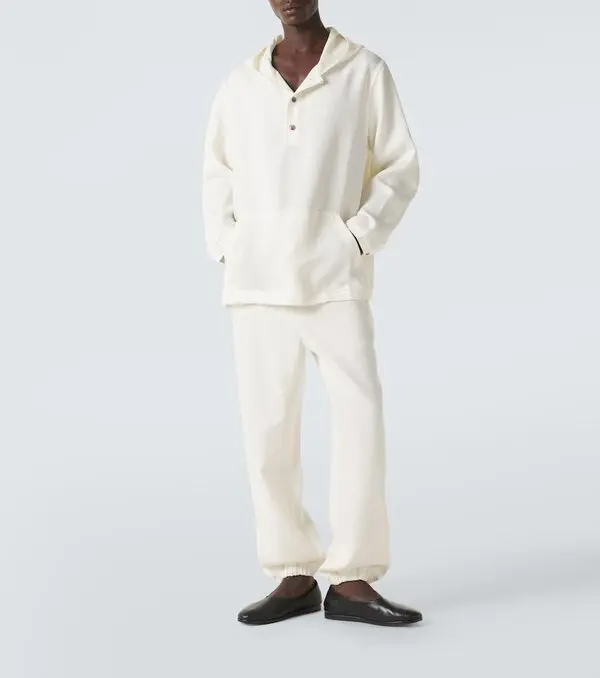 GOD'S TRUE CASHMERE Hooded Linen Jacket With Amethyst Detail - White