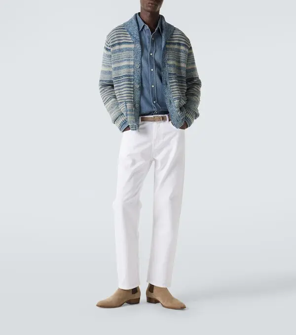 Ralph Lauren Striped Cotton And Linen Shawl Collar Cardigan