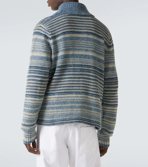 Ralph Lauren Striped Cotton And Linen Shawl Collar Cardigan