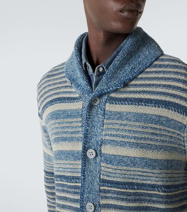 Ralph Lauren Striped Cotton And Linen Shawl Collar Cardigan