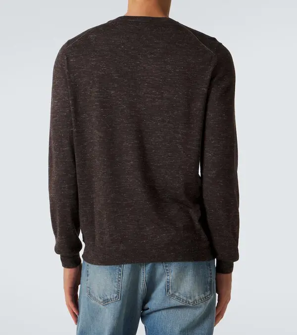 Zegna Crewneck Sweater In Silk, Cashmere, And Linen - Brown