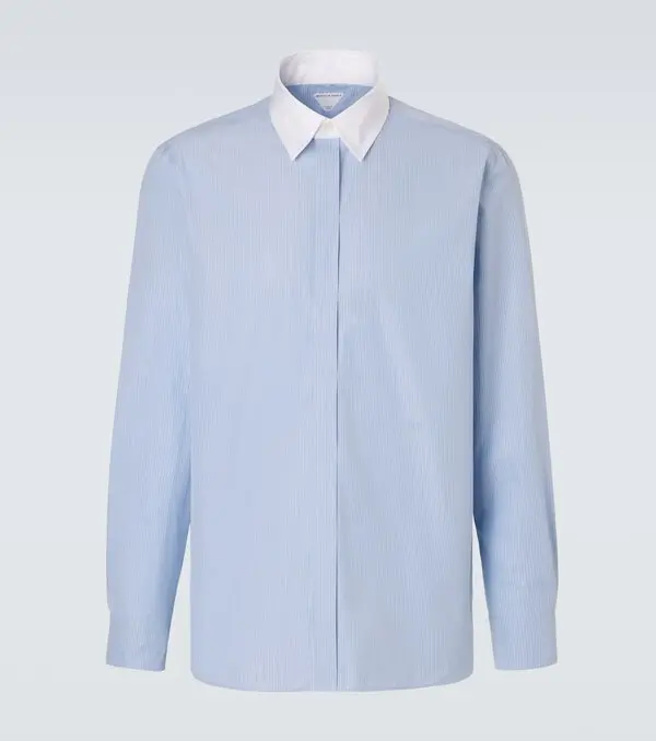 Bottega Veneta Pinstripe Cotton Poplin Shirt - Blue