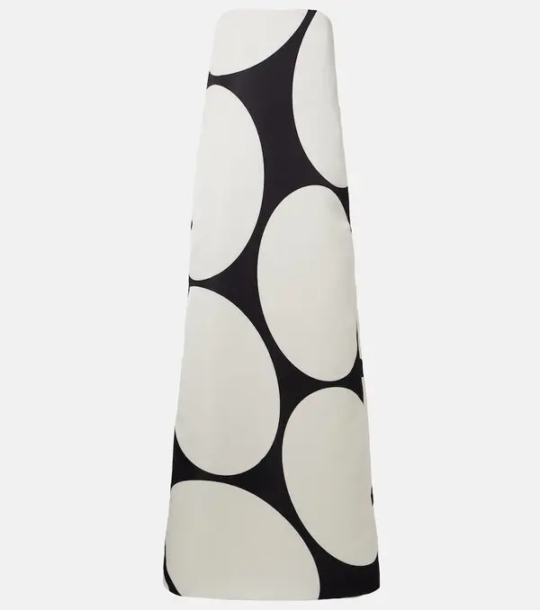 Dries Van Noten Polka Dots Satin Gown - Black