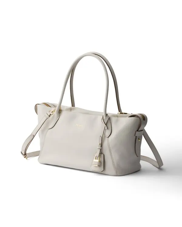Prada Large Leather Tote Bag - Neutral