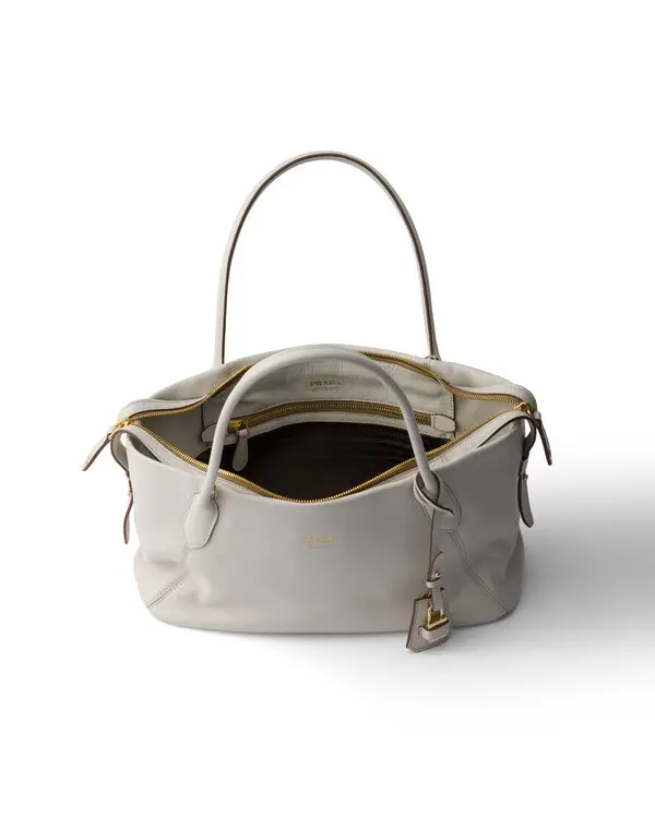 Prada Large Leather Tote Bag - Neutral