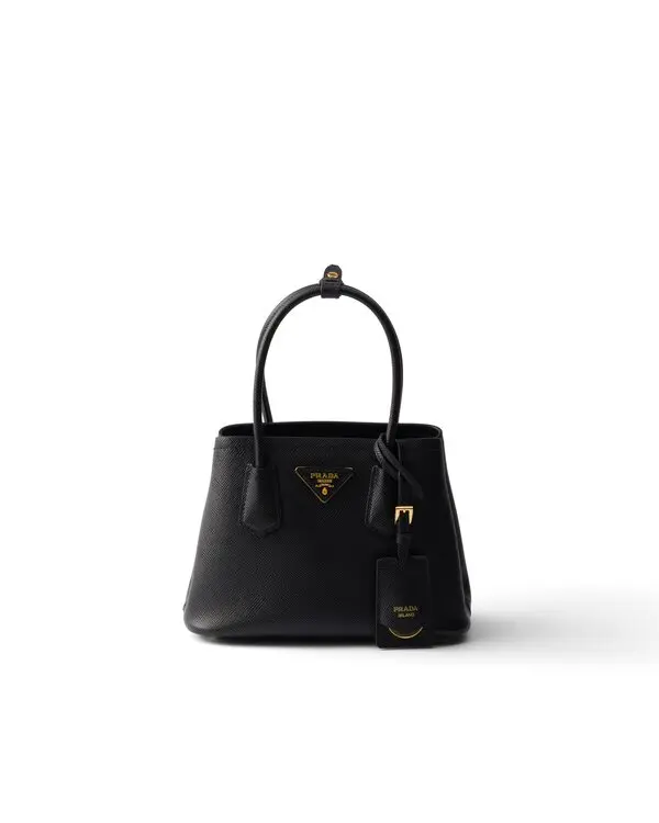 Prada Double Saffiano Leather Mini Bag - Black