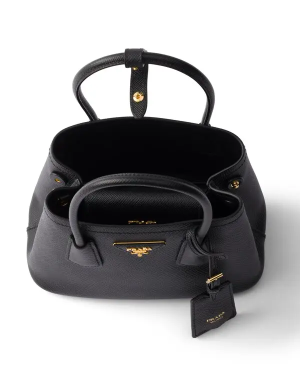 Prada Double Saffiano Leather Mini Bag - Black