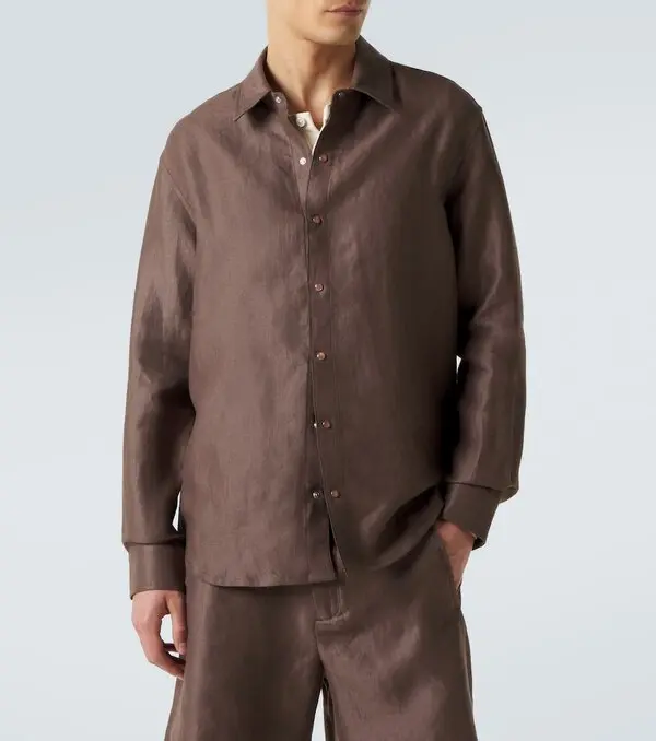GOD'S TRUE CASHMERE Linen Shirt With Orange Sunstone