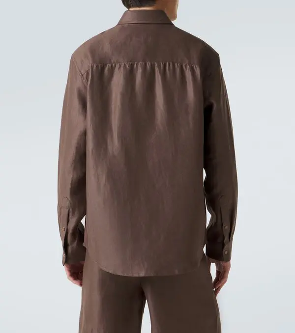 GOD'S TRUE CASHMERE Linen Shirt With Orange Sunstone