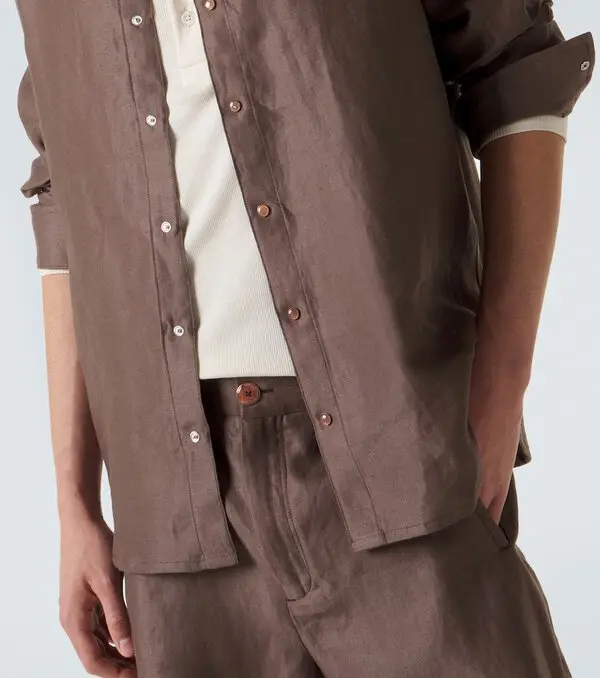 GOD'S TRUE CASHMERE Linen Shirt With Orange Sunstone