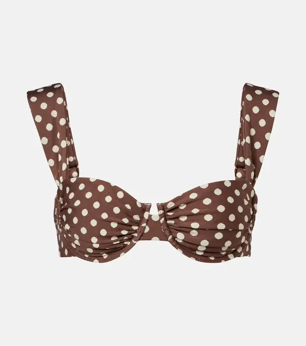 MONTCE Bella Polka-dot Bikini Top - Brown