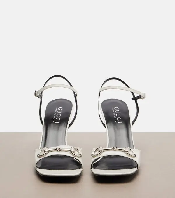 Gucci Signora Horsebit Leather Sandals - White
