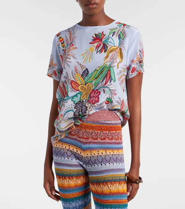 Etro Paisley Silk Crepe De Chine Top