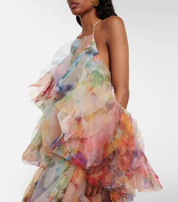 Zimmermann Luna Floral Ruffled Midi Dress
