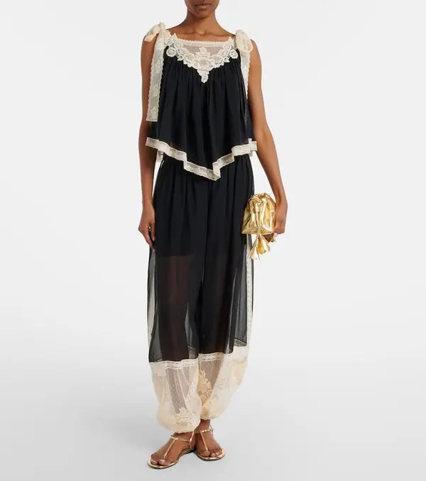 Zimmermann Roselight Lace-trimmed Cotton And Silk Top