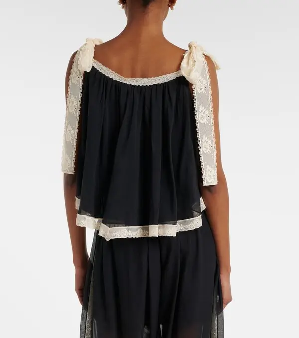 Zimmermann Roselight Lace-trimmed Cotton And Silk Top