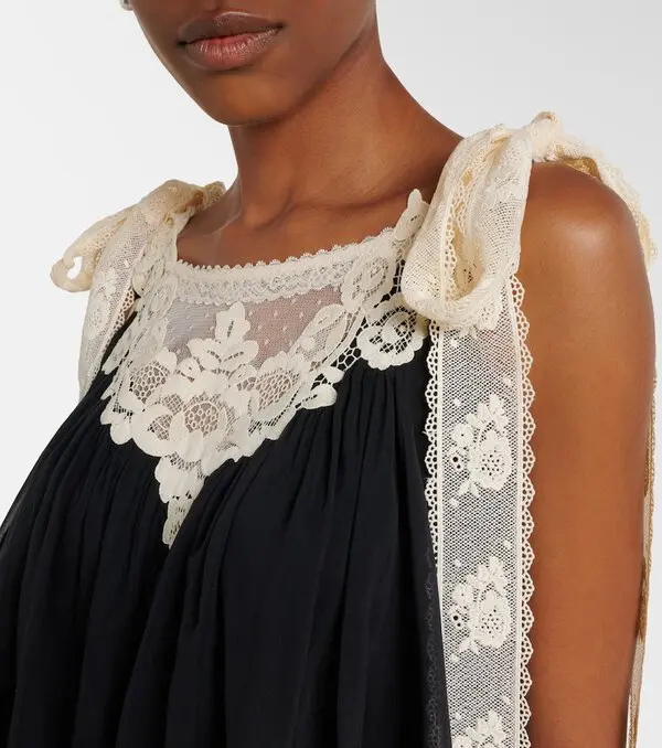 Zimmermann Roselight Lace-trimmed Cotton And Silk Top