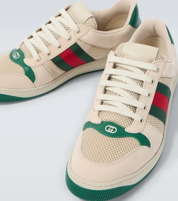Gucci Screener Leather-trimmed Sneakers