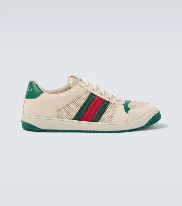 Gucci Screener Leather-trimmed Sneakers