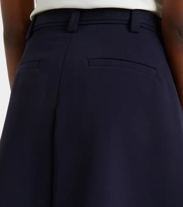 Tory Burch Belted Pleated Miniskirt In Deep Navy