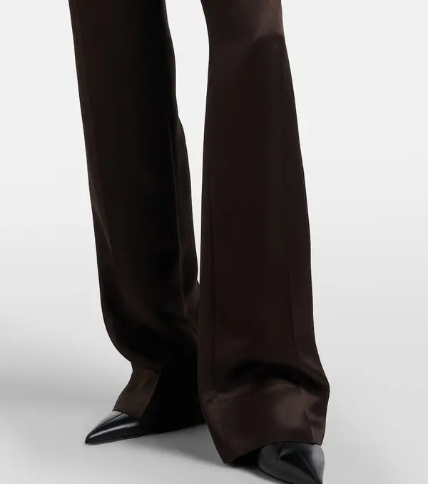 TOM FORD Pleated Silk Straight Pants - Brown