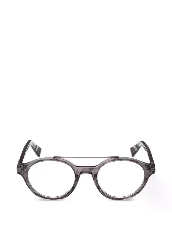 Zegna Striped Round-frame Eyeglasses - Grey