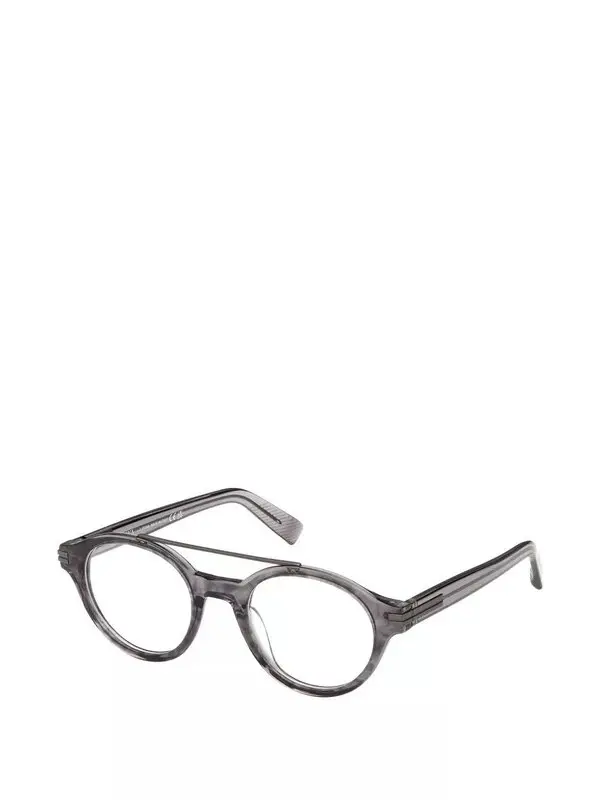 Zegna Striped Round-frame Eyeglasses - Grey