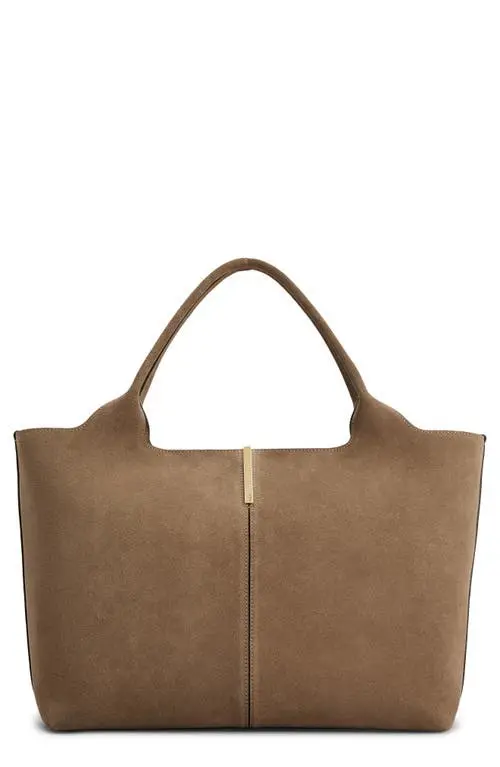 TOD'S Medium Suede Shopping Tote - Creta Chiaro