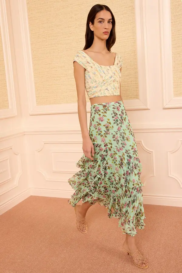 Ulla Johnson Meadow Silk Midi Skirt - Opaline