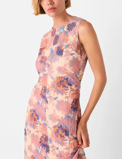 Whistles Sleeveless Floral Textured Midi Dress