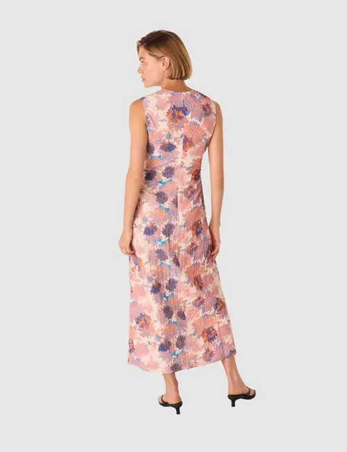 Whistles Sleeveless Floral Textured Midi Dress