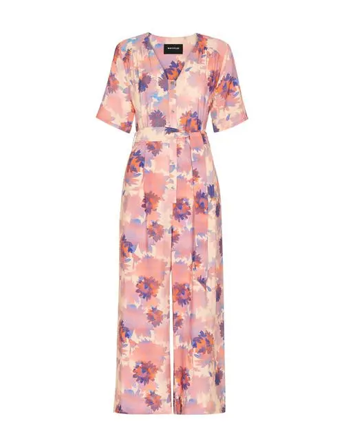Whistles Floral Button Front Cropped Jumpsuit