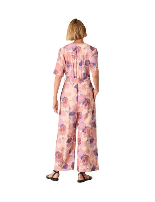 Whistles Floral Button Front Cropped Jumpsuit