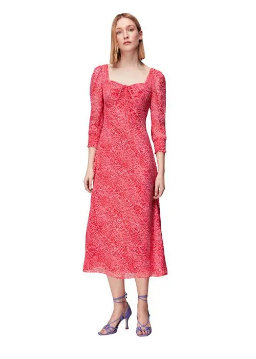 Whistles Leopard Print Midi Dress - Pink/multi