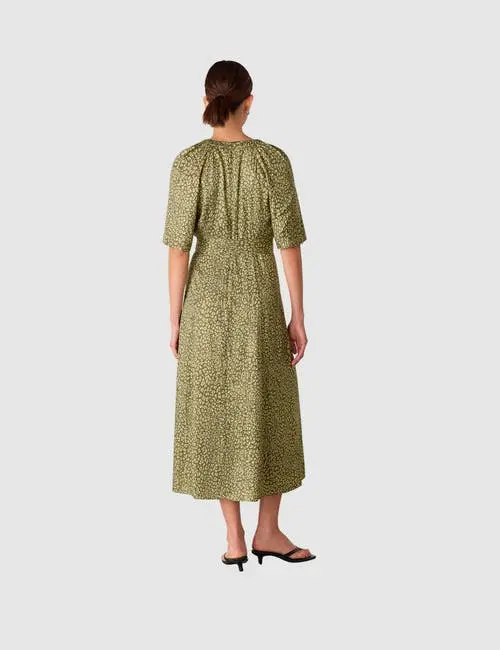 Whistles Leopard Print Short Sleeve Midi Dress