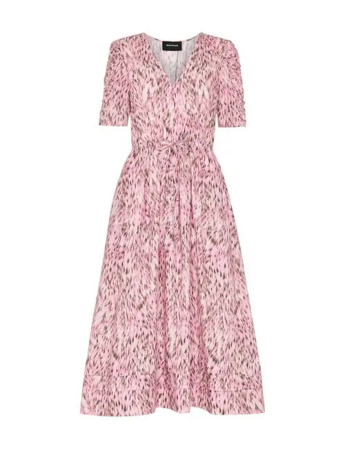 Whistles Short Sleeve V-neck Printed Midi Dress
