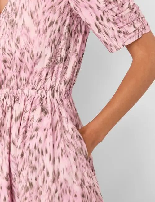 Whistles Short Sleeve V-neck Printed Midi Dress